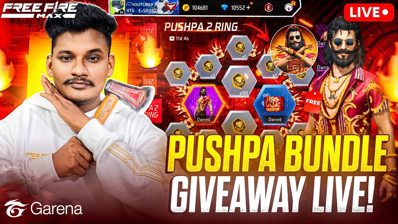 🔴[Live] Pushpa Bundle Giveaway - Free Fire Live Telugu - YouTube