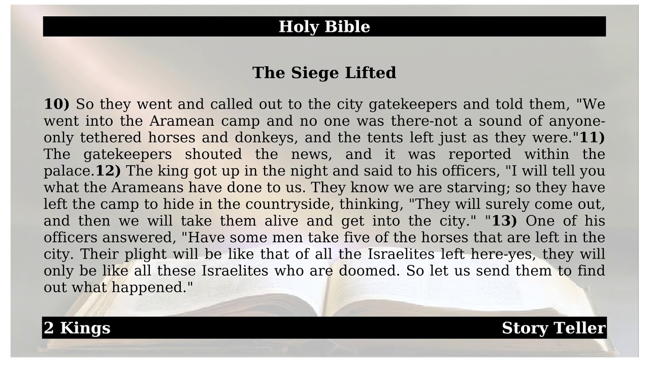 2 Kings - Chapter 7 - The Siege Lifted | The Holy Bible - YouTube