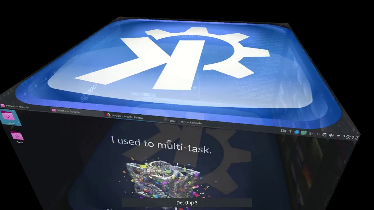 KDE Plasma Desktop 3D cube - YouTube