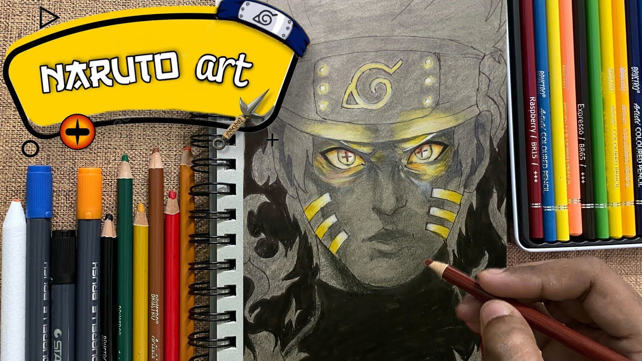 NARUTO drawing with colour pencil | Naruto glow art | timelapse - YouTube