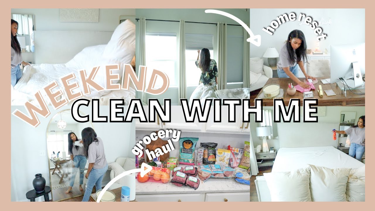 WEEKEND CLEANING ROUTINE | MONTHLY GROCERY HAUL // LoveLexyNicole - YouTube