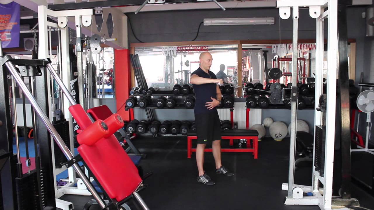 Rotator cuff at 90-90 with cable - YouTube