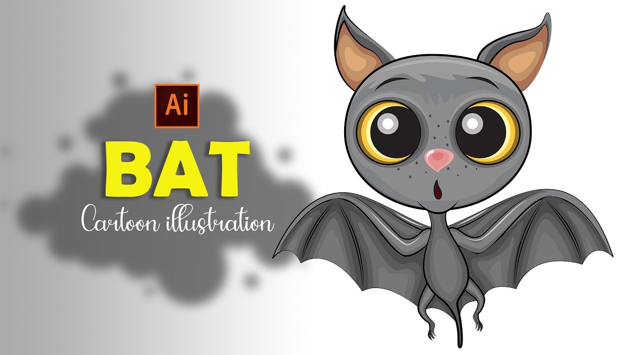 Bat cartoon illustration | Adobe illustrator | Vector Art - YouTube