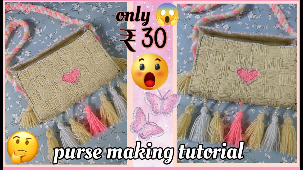 How to make a purse/bag using yarn or wool 😍diy hand bag - YouTube