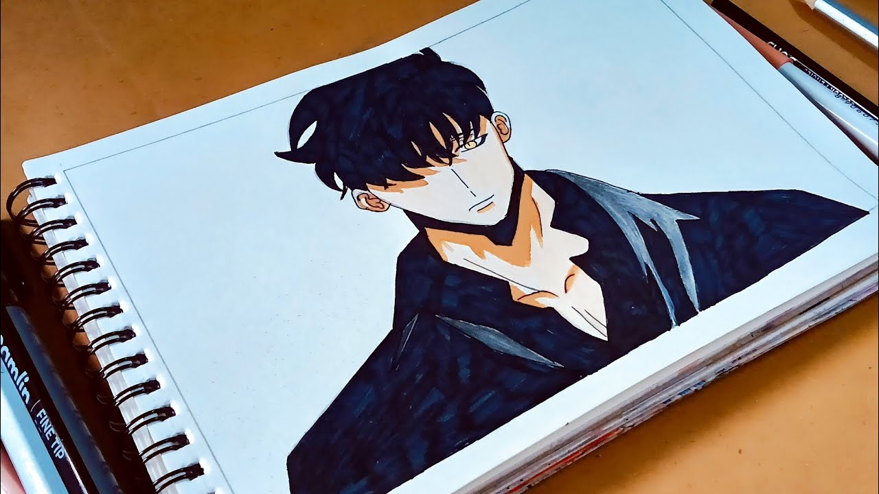 “How to Draw Sung Jin-Woo from Solo Leveling – Detailed Step-by-Step ...