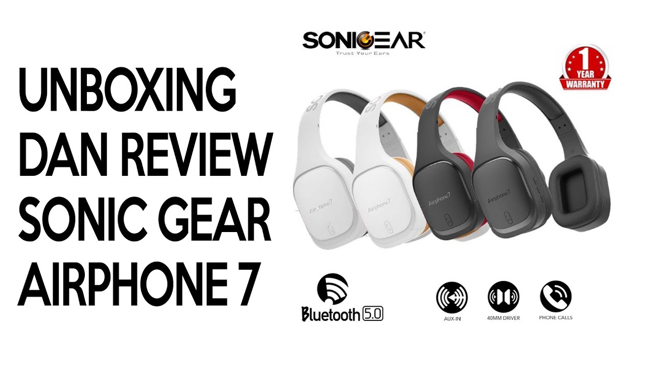 Airphone 7 Headset Wireless Bluetooth Sonic Gear Unboxing dan Review ...