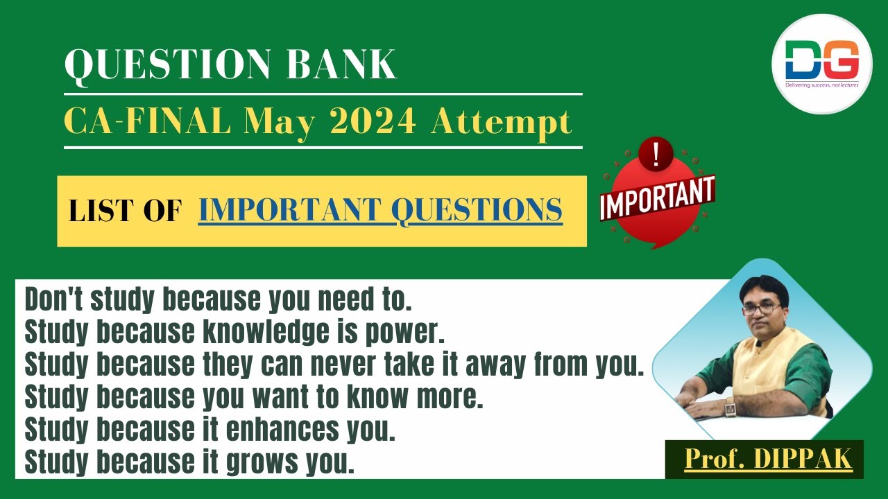 IDT I Question Bank l CA Final l May 2024 & Nov 2024 l DG Sir - YouTube