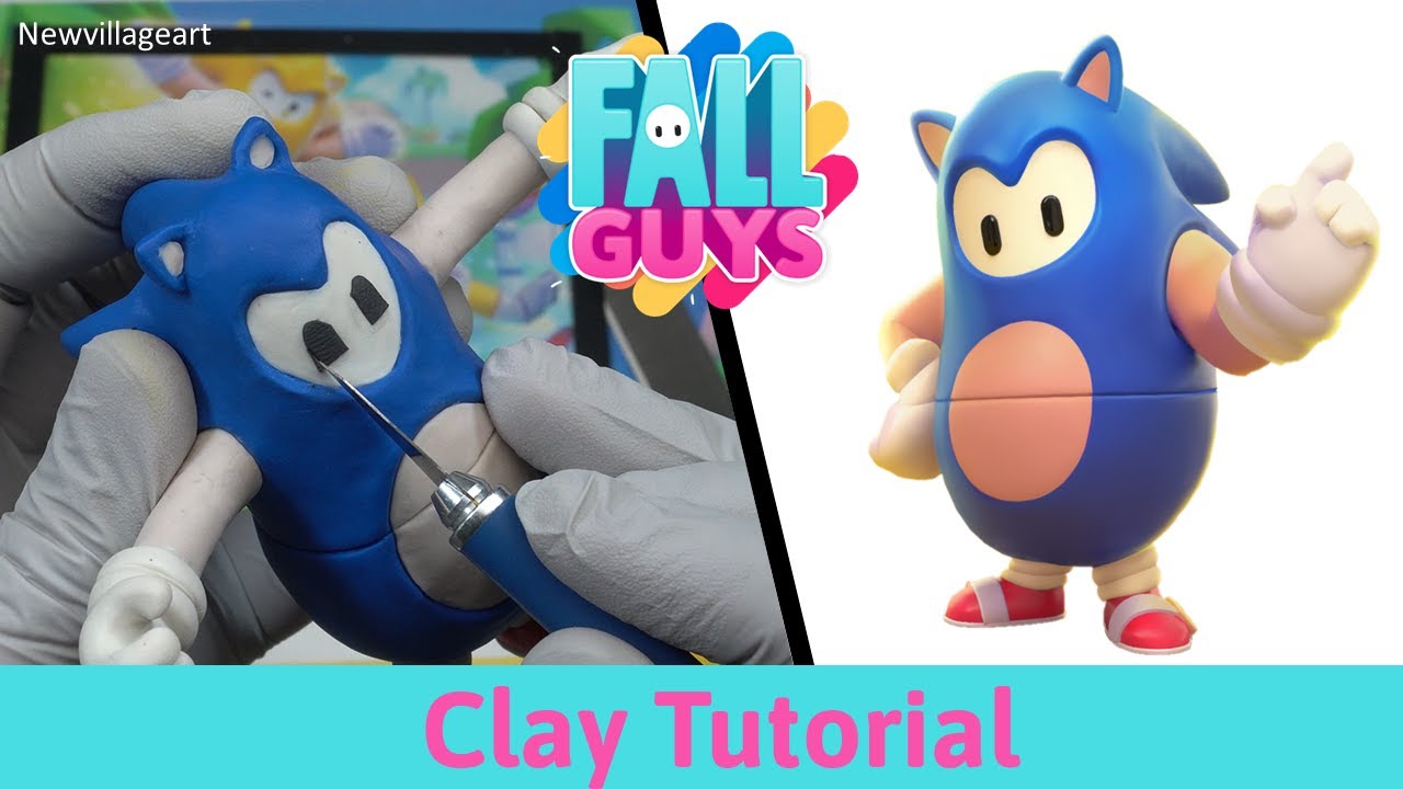 How to Make FALL GUYS Sonic Skin with Polymer Clay #fallguys #sonic # ...