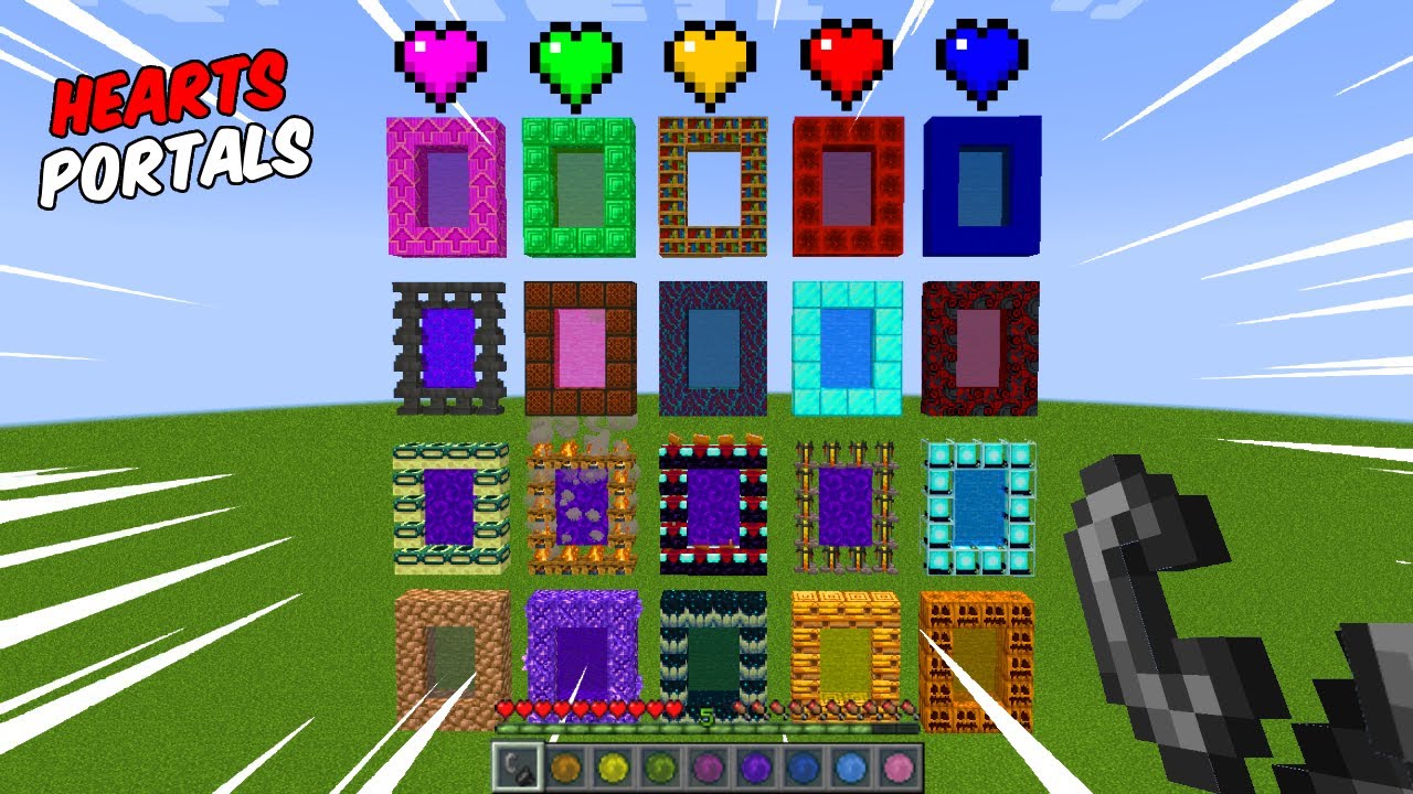 Nether Portal with different Hearts in Minecraft - YouTube