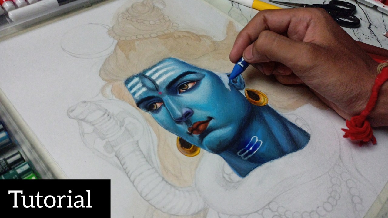 shiv ji drawing easy (tutorial) |how to draw mahadev drawing 🚩 - YouTube