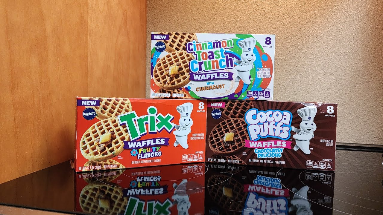 Cinnamon toast crunch, trix, and cocoa puffs waffles - YouTube