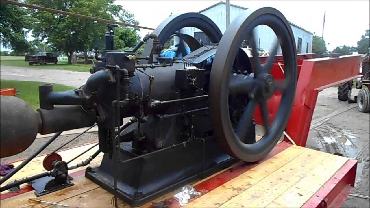 1913 25hp Alamo oil engine - YouTube