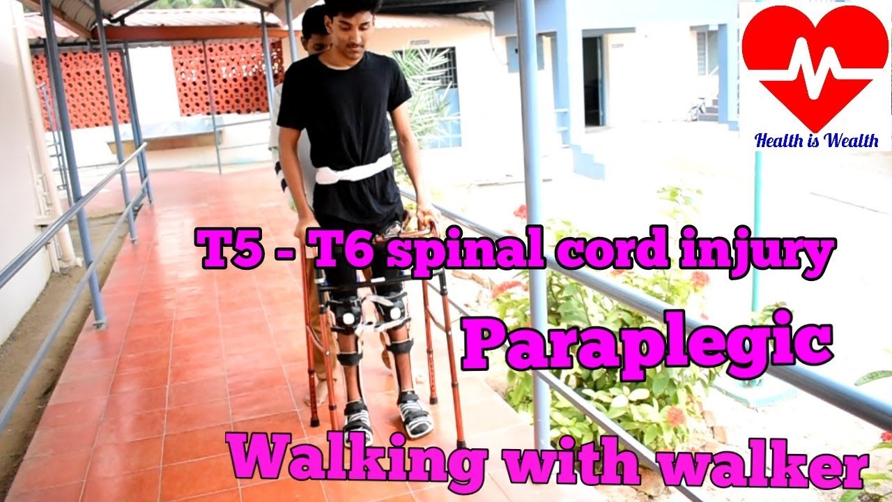 T5 T6 spinal cord injury walking with walker - YouTube