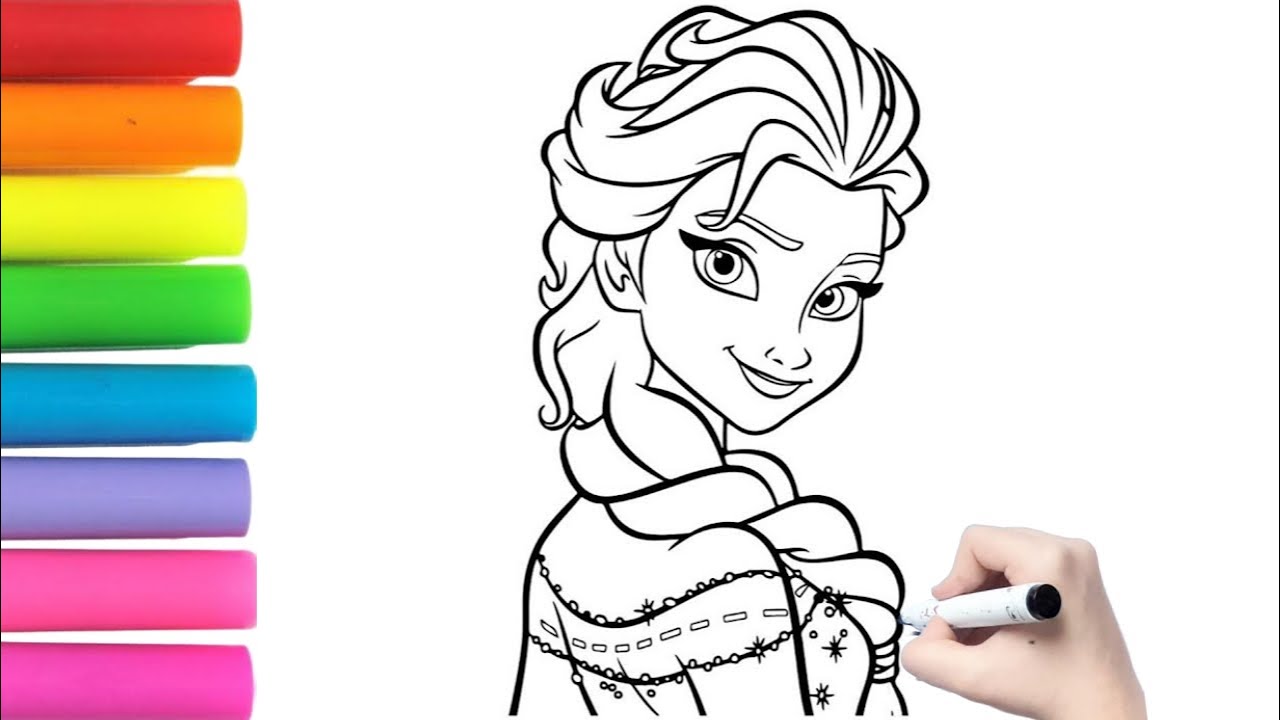 Elsa frozen drawing and coloring/how to draw Elsa from frozen step by ...