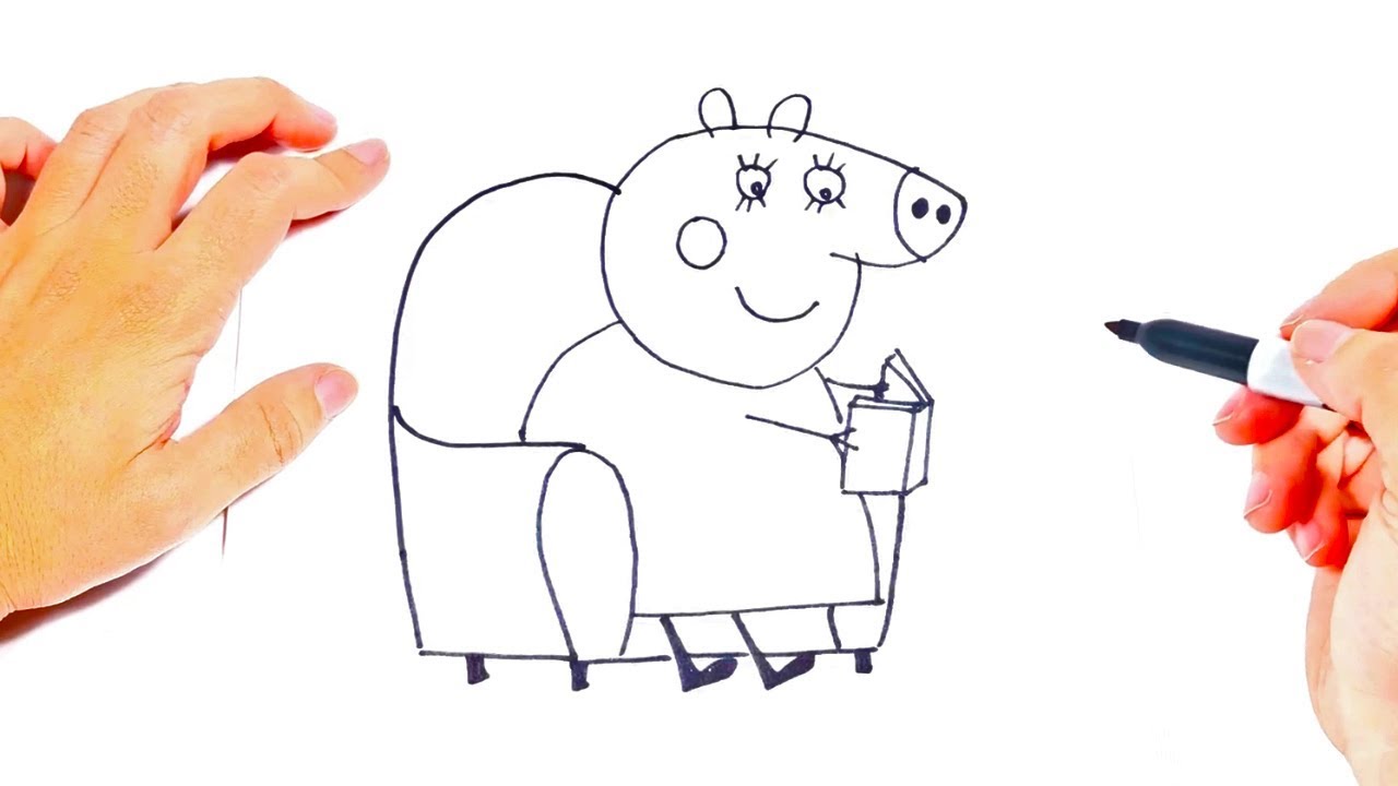 How to draw Peppa Mig Mother | Mummy Pig Drawing - YouTube