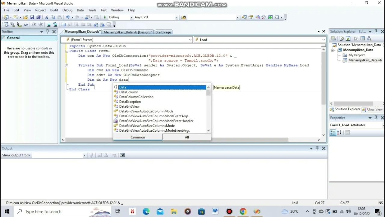 Menampilkan Database Ms Acces menggunakan Vb.Net - YouTube