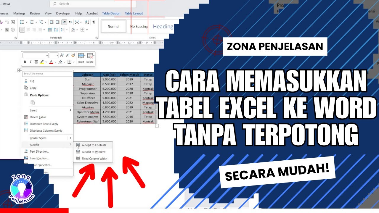 Cara Memasukkan Tabel Excel ke Word Tanpa Terpotong - YouTube