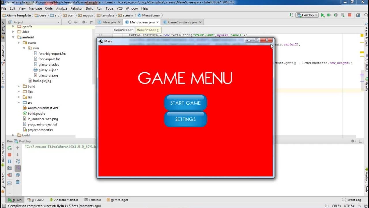 libGDX Java Game Development - Label & Button costume using Skin - YouTube