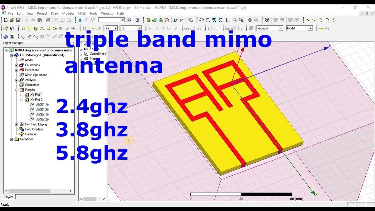 MIMO antenna for triple band applications designed on a biomass material using hfss - YouTube