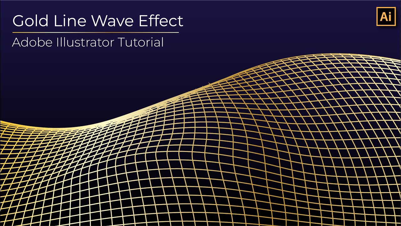 Gold Grid Line Wave Effect Design - Adobe Illustrator Tutorials - YouTube