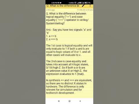 SystemVerilog Interview Question | Operators in #Verilog | Logical Equality | Case Equality # ...
