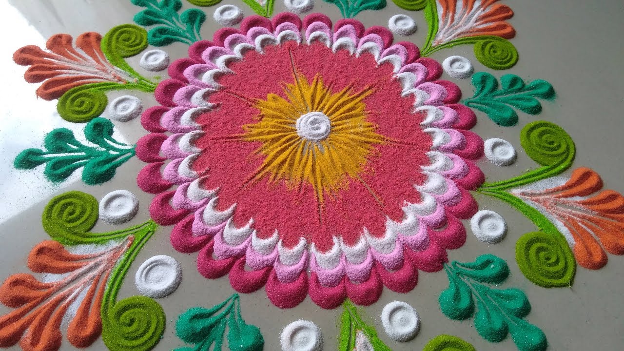 Very Easy Colourful Beautiful Rangoli Design for Festivals By Bucketful ...