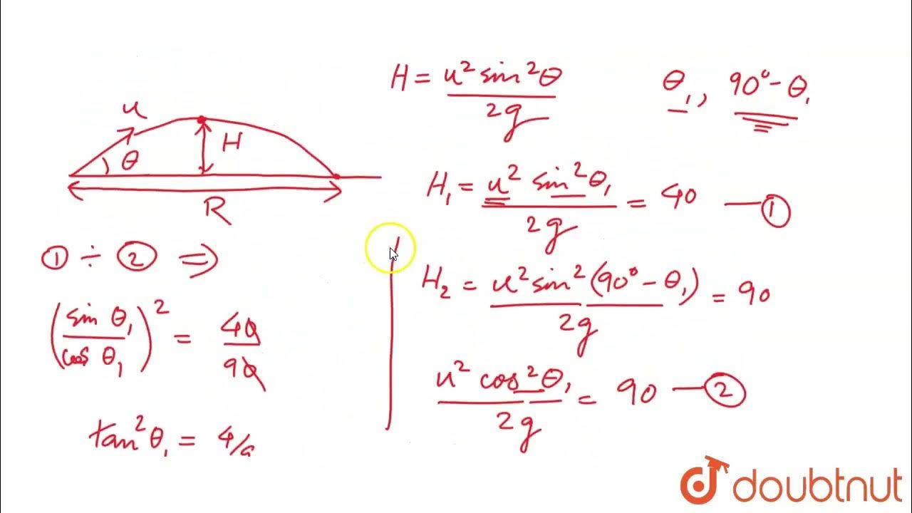 Vertical ranges of two projectiles fired with same speed with complementary angles with horizont ...