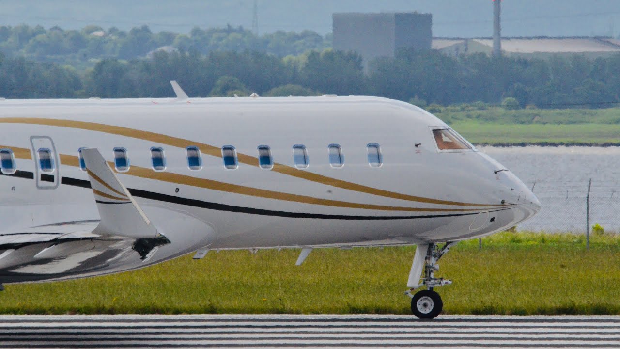 Bombardier Global 6000 Takeoff | NetJets Landing | Liverpool Airport ...