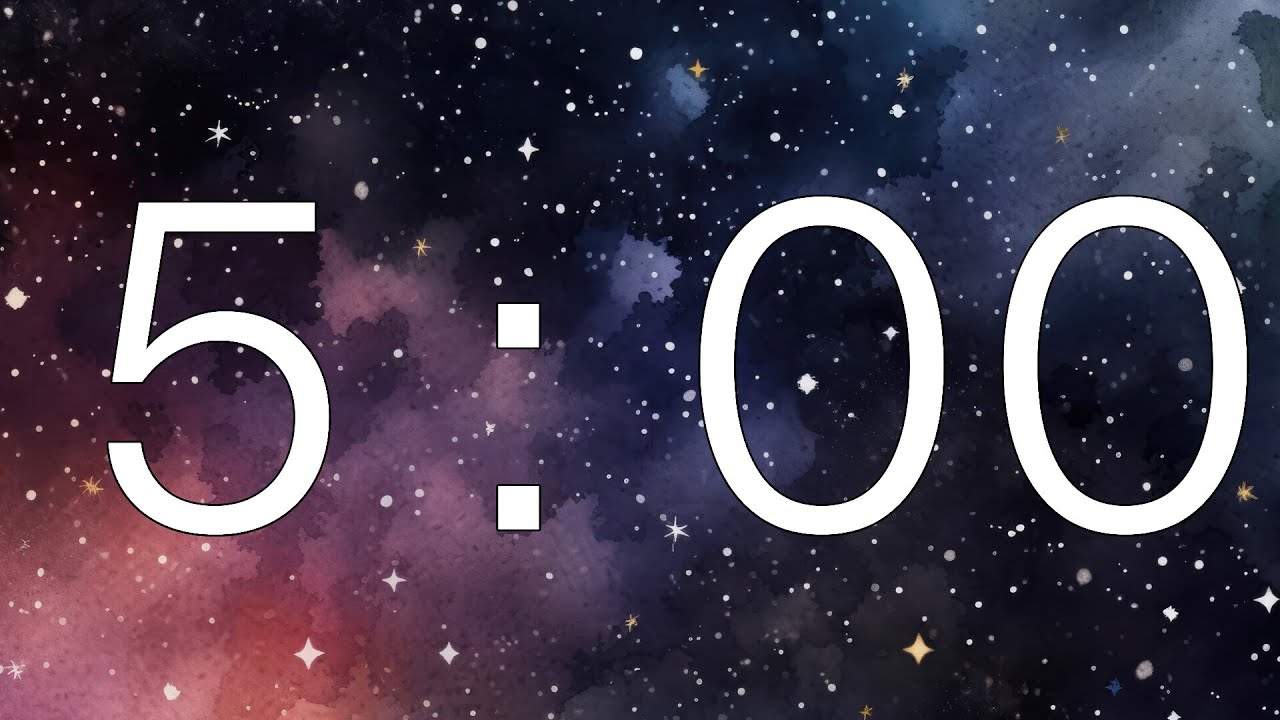 Space and Stars watercolor countdown timer - 5 minutes - YouTube