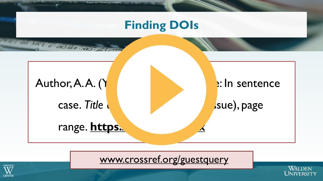 Finding DOIs for Journal Article Reference Entries* - YouTube