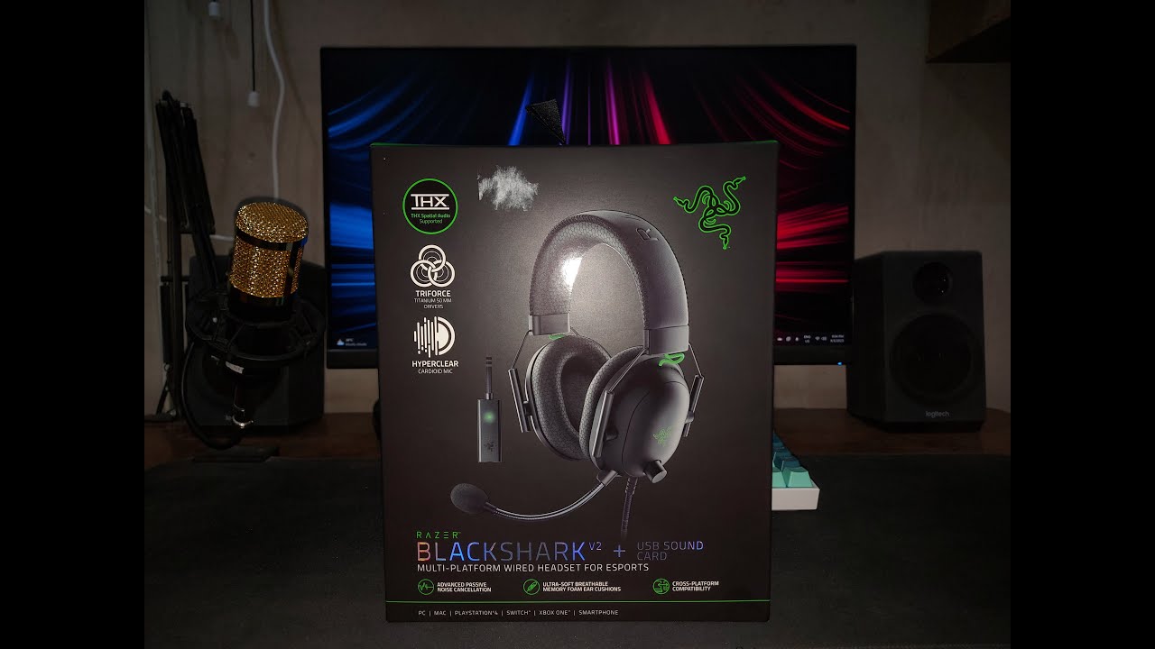Razer Blackshark V2 + USB Sound Card | Unboxing - YouTube