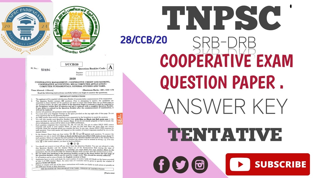 SRB - DRB Cooperative exam question paper 28/CCB/20 question and answer ...