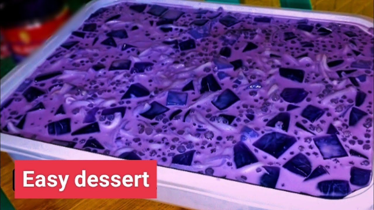 EASY DESSERT RECIPE - Ube buko salad recipe | Young coconut strips ...