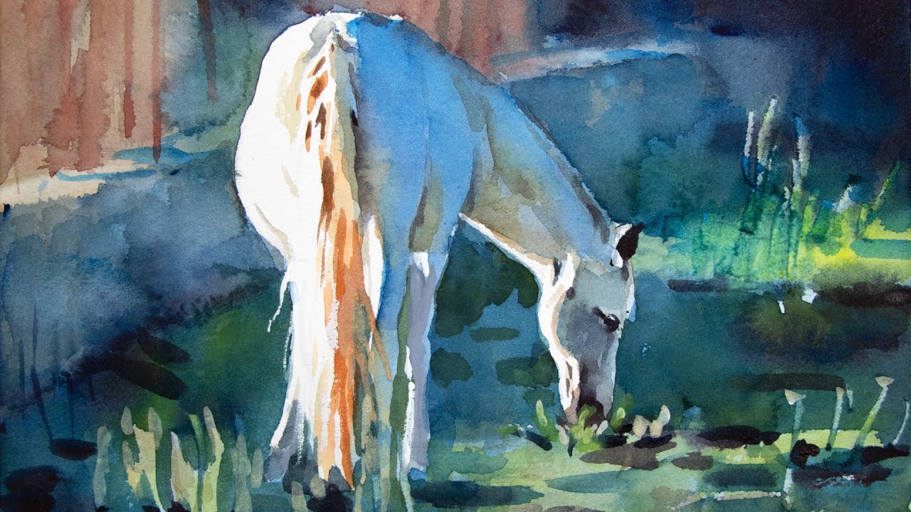 Watercolor Live - how to paint a horse - YouTube