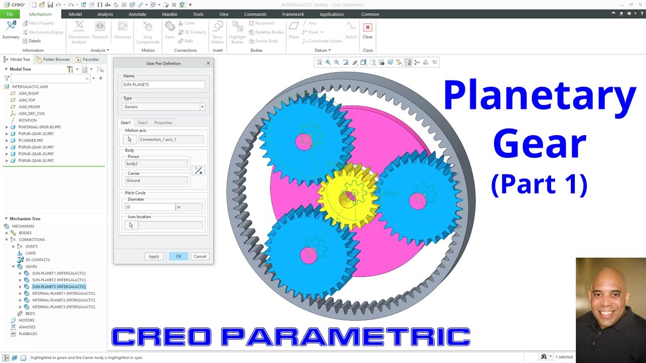 Creo Parametric - Mechanisms - Planetary Gears (Part 1) - YouTube