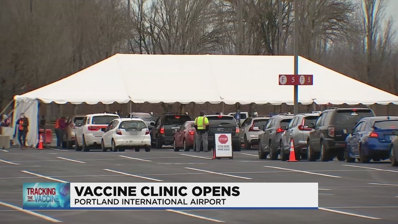 Drive-thru COVID-19 vaccination clinic opens at PDX - YouTube