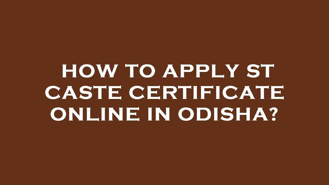 How to apply st caste certificate online in odisha? - YouTube