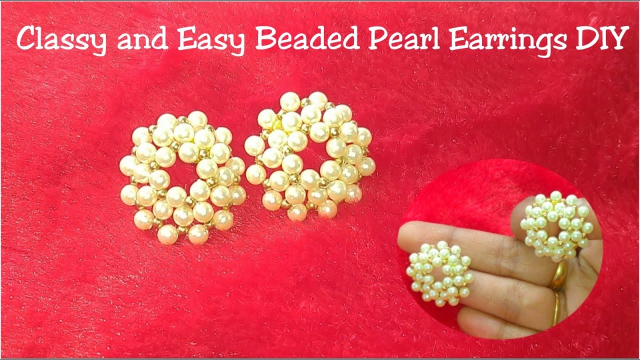 DIY Pearl Earrings|How to make Classy & Simple Beaded Pearl Earrings at ...