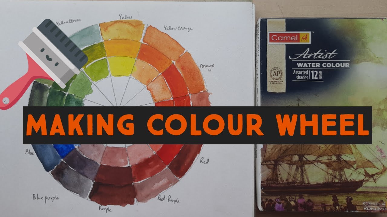 How to make COLOUR WHEEL using Watercolour and Acrylic paints - 009 ...