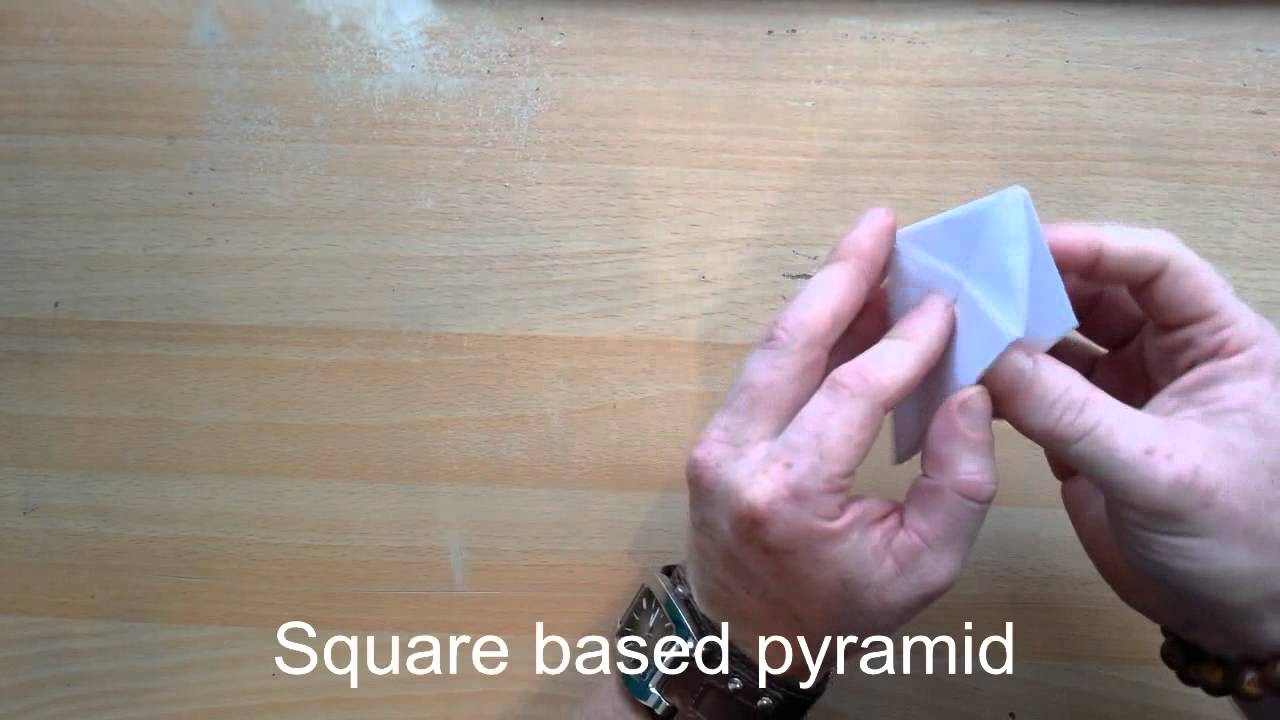 Square based pyramid origami and geometry lesson - YouTube