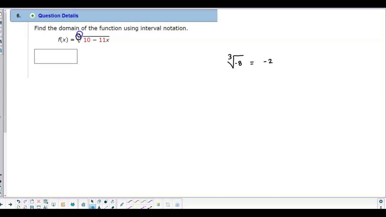 Math 10 HW 3 2 6 Find The Domain Of A Radical Function With An Odd math-10-hw-3-2-6-find-the-domain-of-a-radical-function-with-an-odd