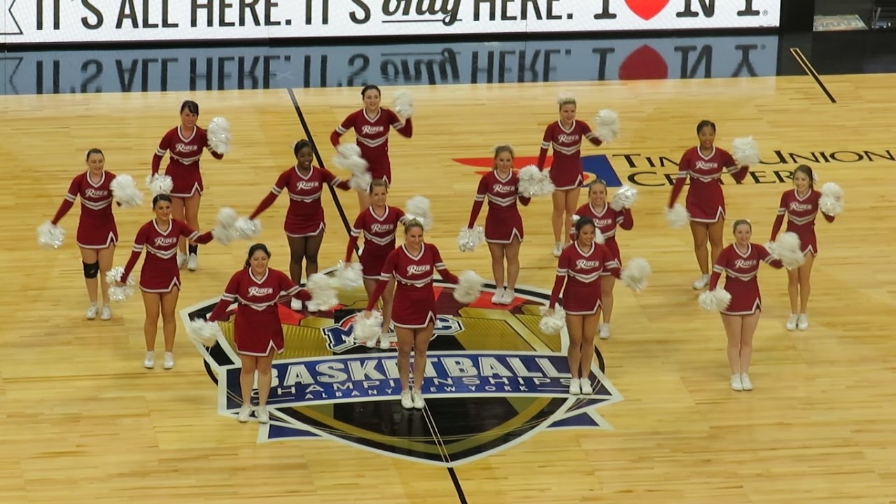 Rider Broncs Cheer Team and Mascot Performs - Manhattan vs Rider Men's ...