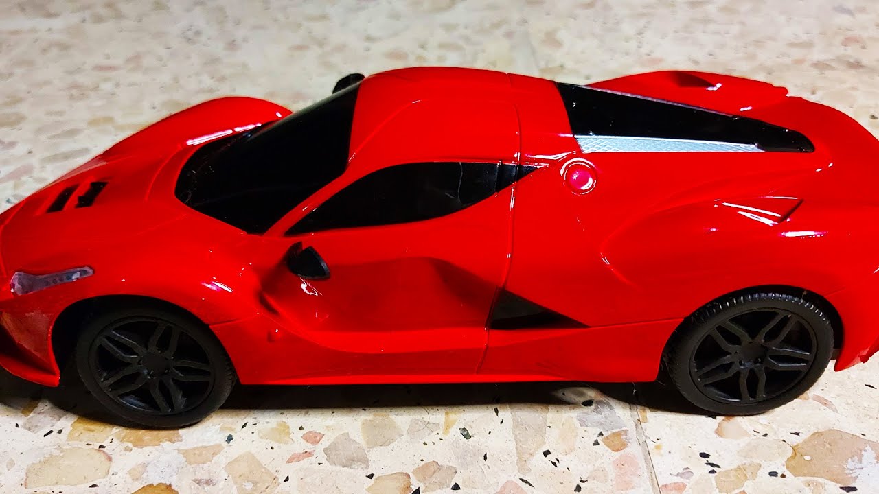 1:16 Red Ferrari Toy Car For Kids Unboxing And Drive Test - YouTube