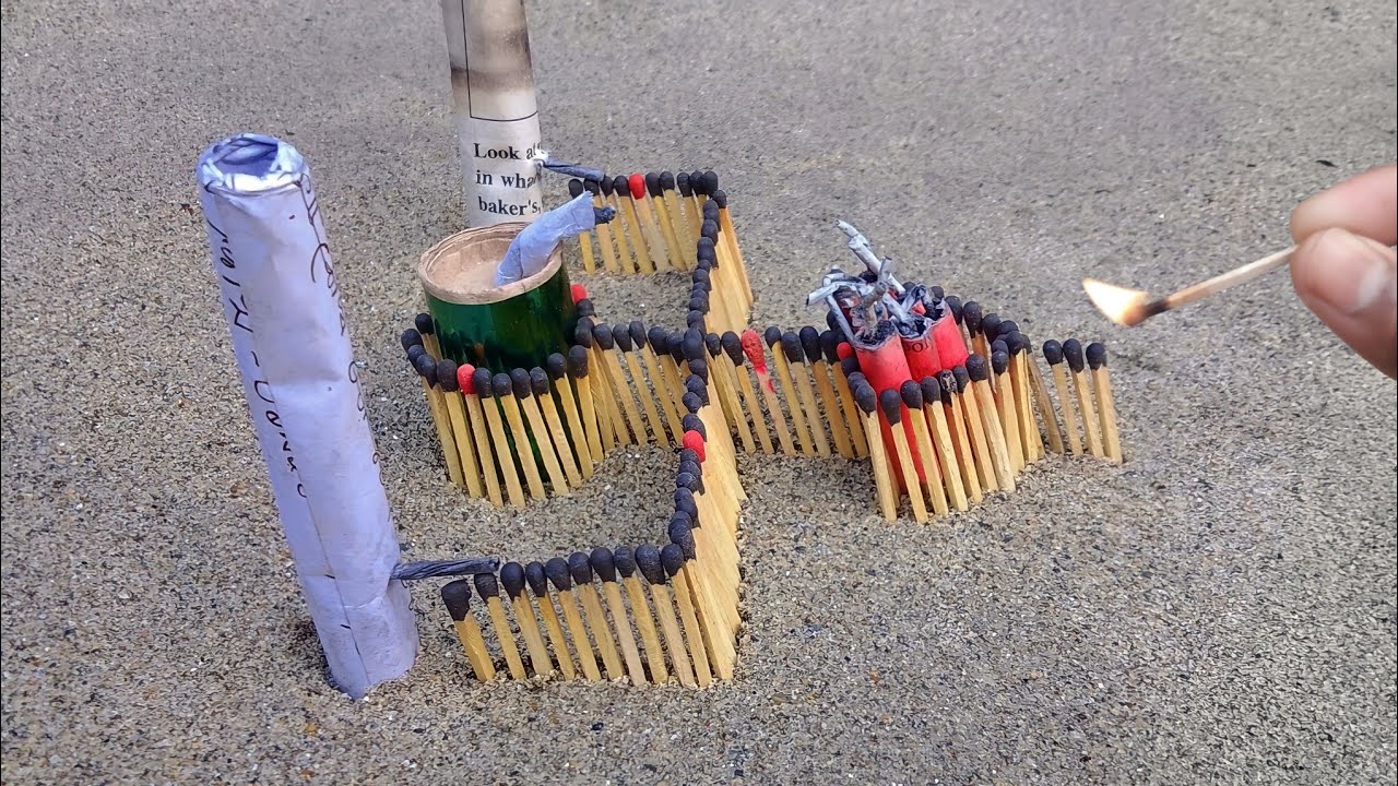 Matchstick chain reaction domino vs 2 vip rocket boom and fair cracker ...