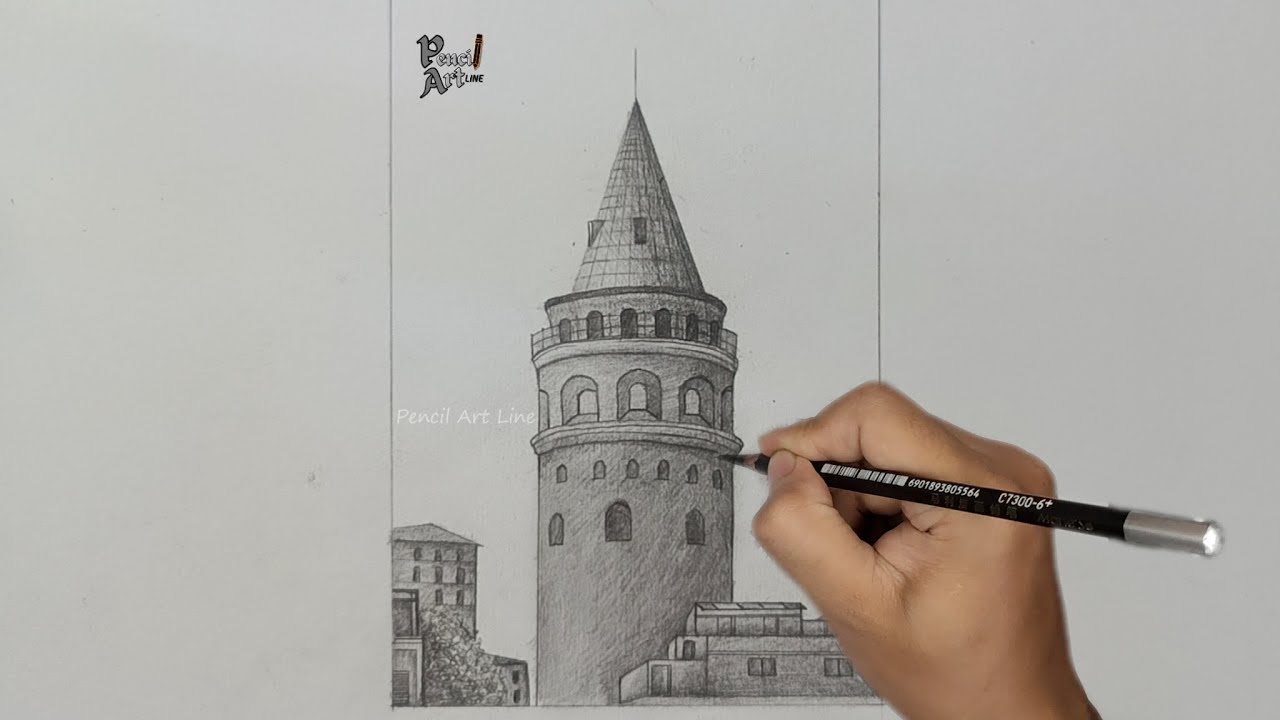Architectural illustration of Galata Tower | How to draw historic watch ...