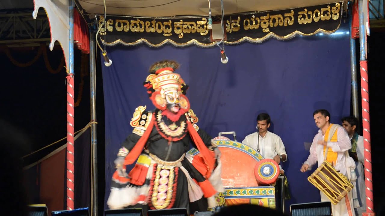 Yakshagana -- Vamsha Vahini - 24 Sadashiva Shettigar As Kalamukha - YouTube