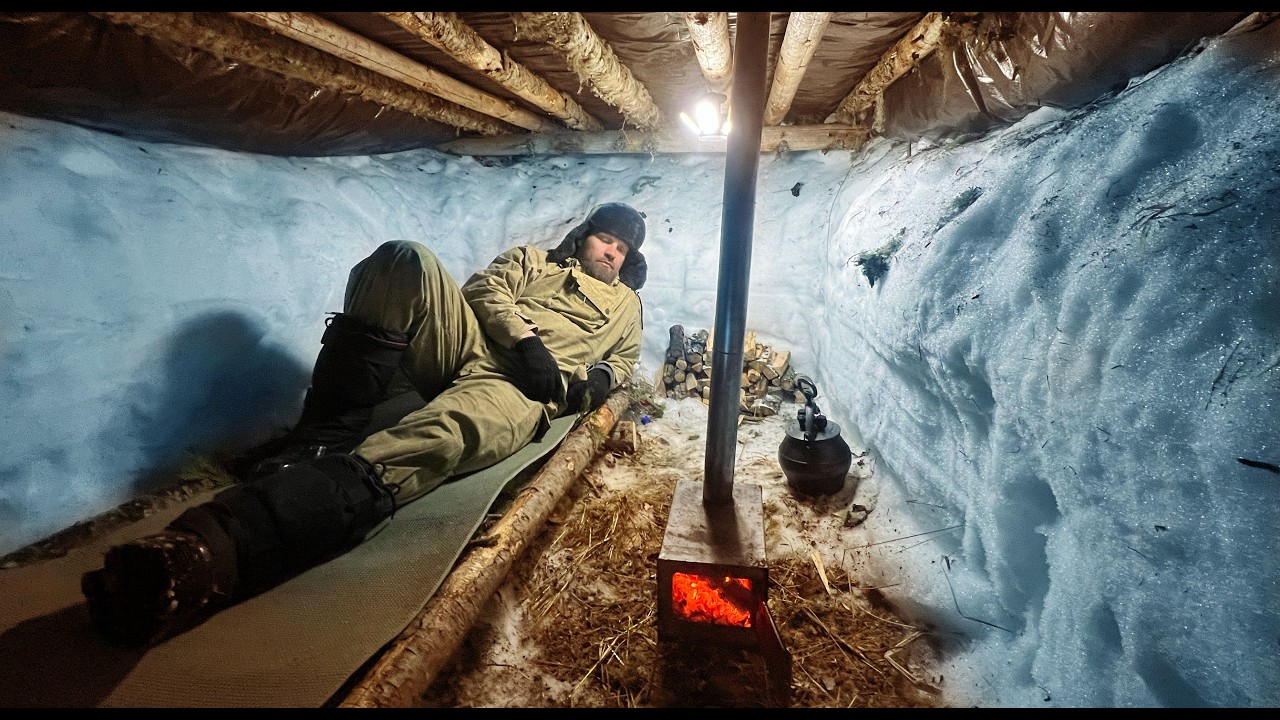 Extreme Sleepover in the Forest Under the Snow: Let's Build a Super ...