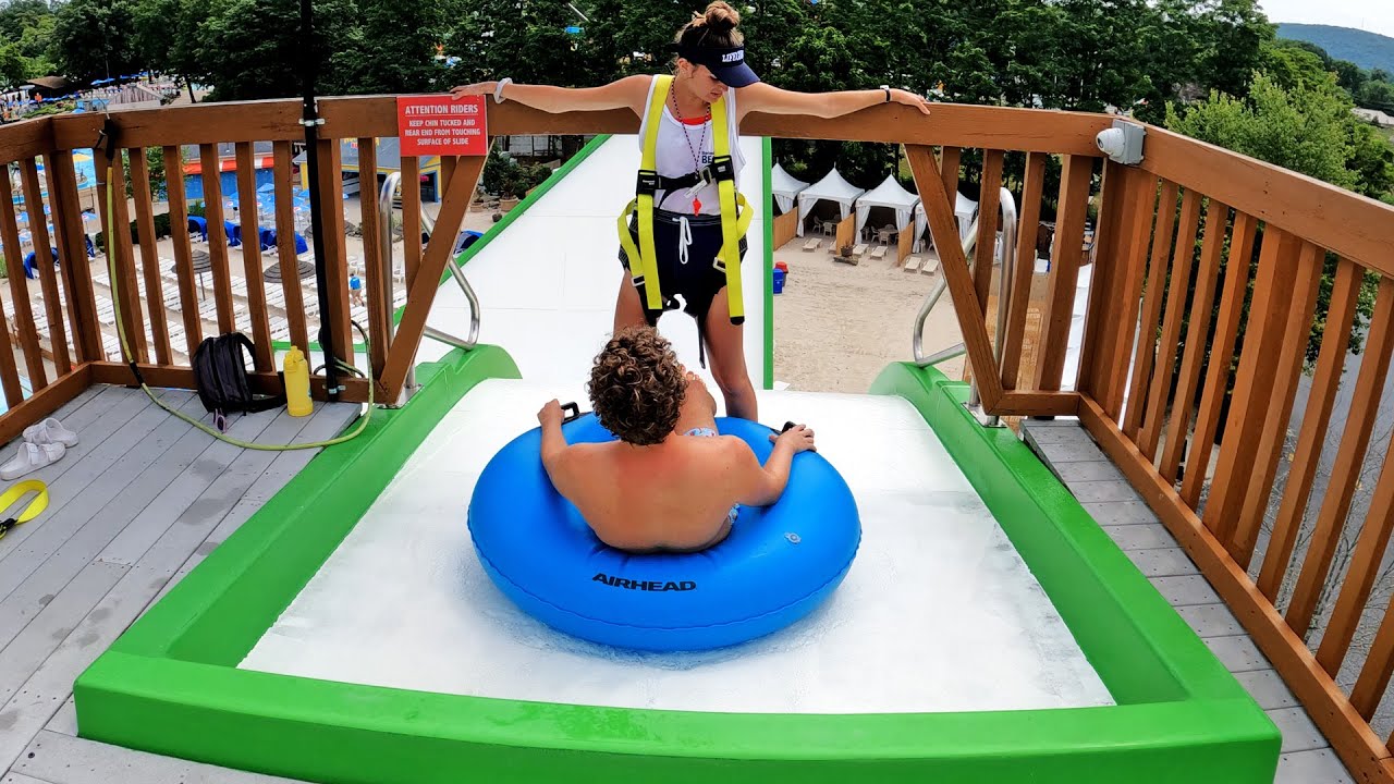 Humunga Half-Pipe Water Slide at SplashDown Beach! New York - YouTube