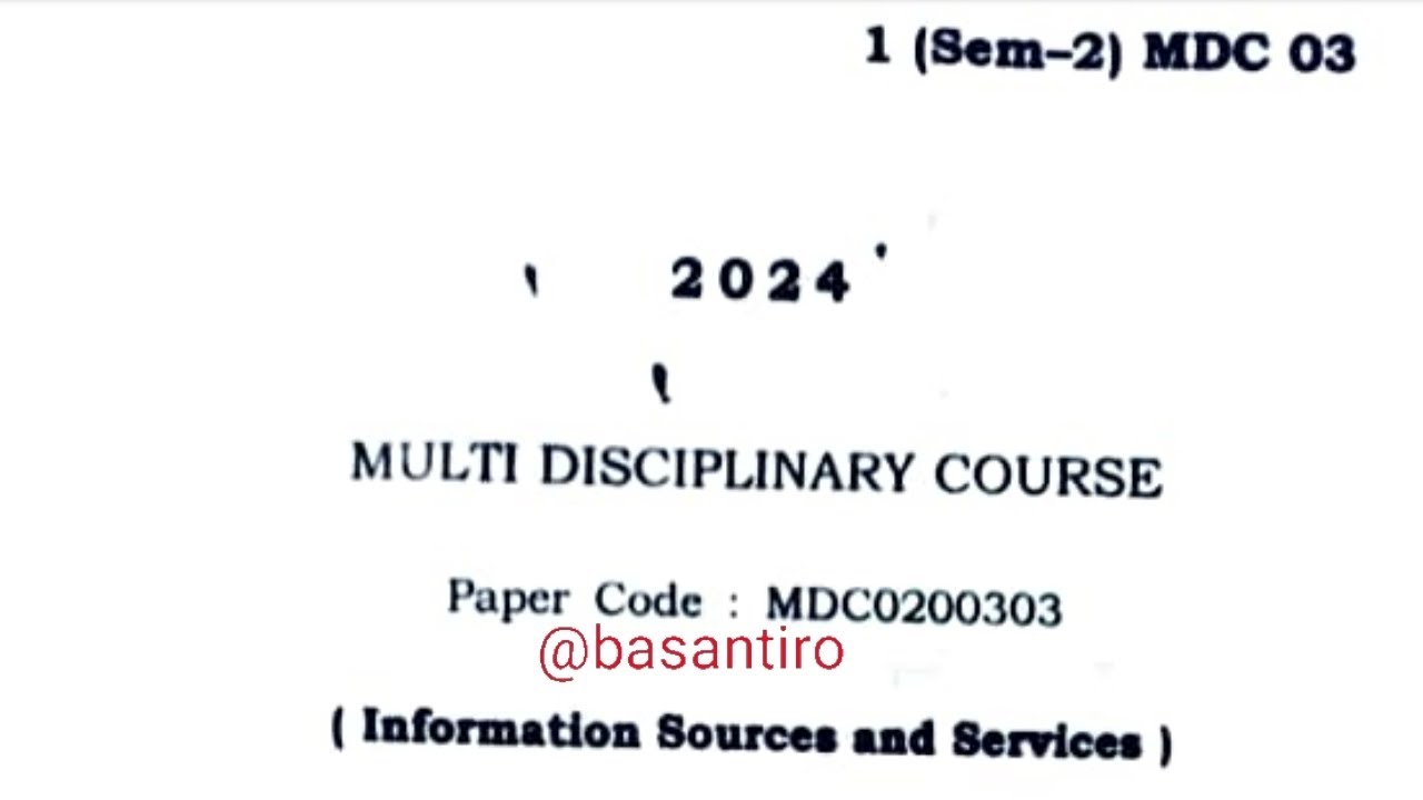 BA second semester MDC question paper information sources and services ...