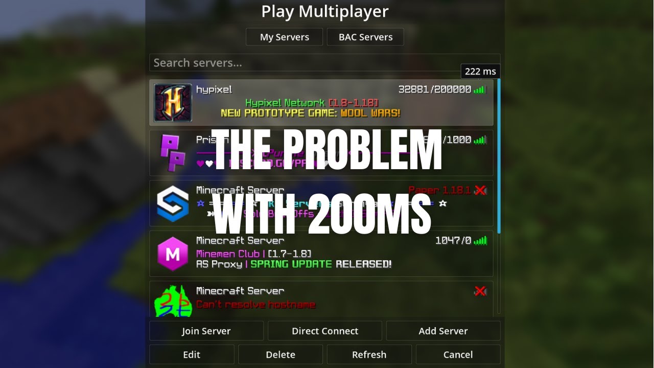 The problem with 200 ping on hypixel - YouTube